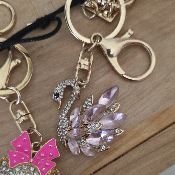 Accessories | Elegant Gold And Pink Swan Keychain | Poshmark